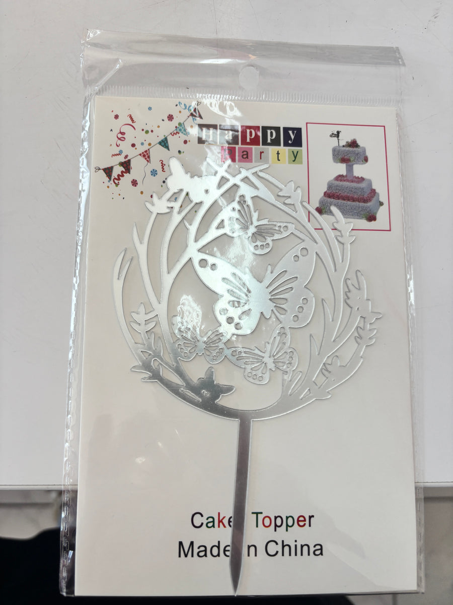 Silver Butterfly Topper – Sprinkles bake and party supplies