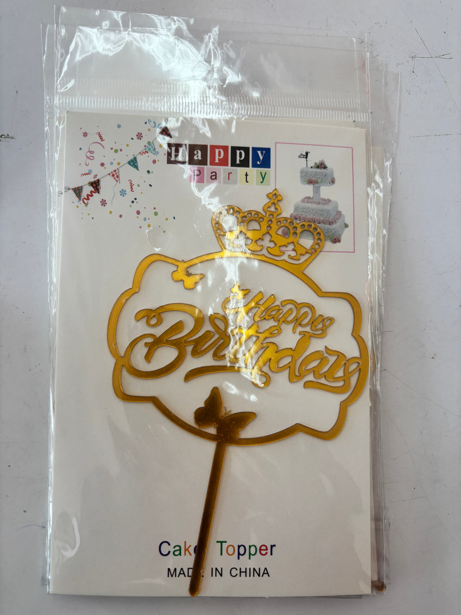 Gold Crown Frame HBD topper – Sprinkles bake and party supplies