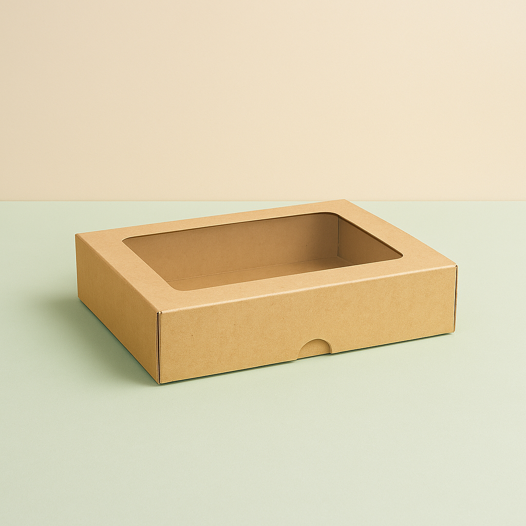 Small Kraft Biscuit Box with Window (Approx. 24 x 15.5 x 5cm ...